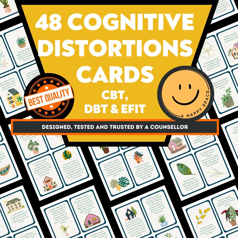 Cognitive Distortions Cards for Adults Negative Thinking Patterns ...