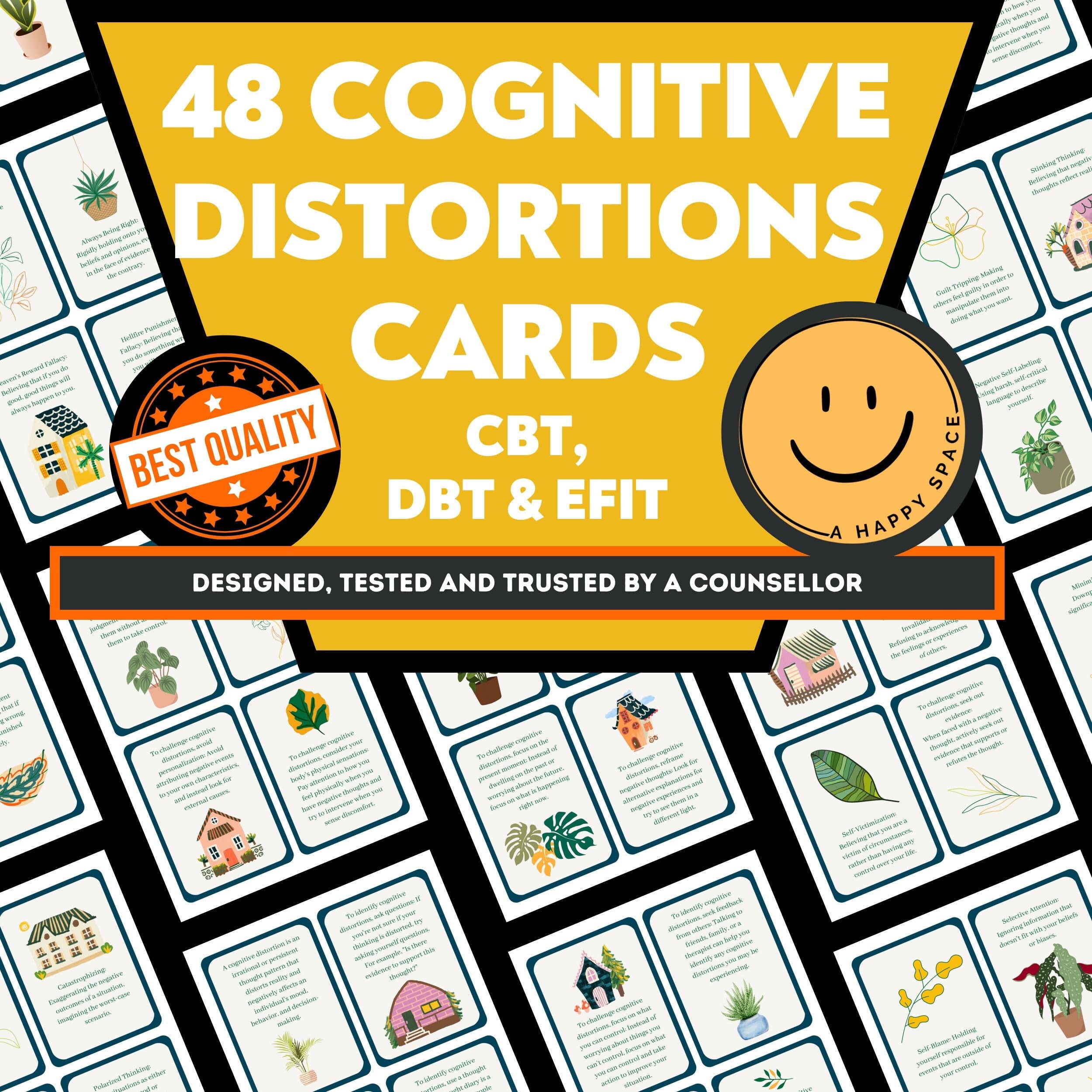 Cognitive Distortions Cards for Adults Negative Thinking Patterns ...