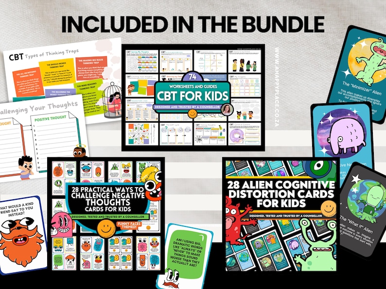 CBT Worksheets for Kids, Cognitive Behavioral Therapy Children Negative ...