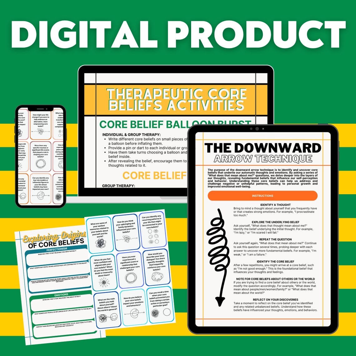 Negative Core Beliefs Worksheets for Therapists Cognitive Behavioral ...