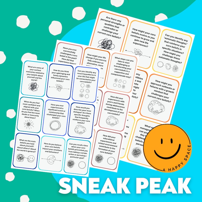 Negative Core Beliefs Worksheet Conversation Cards Cognitive Behavioral ...