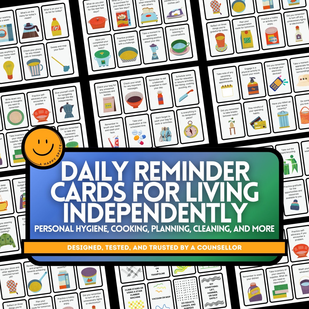 Independent Living Cards for Adults Assisted Reminders Skills Learning ...