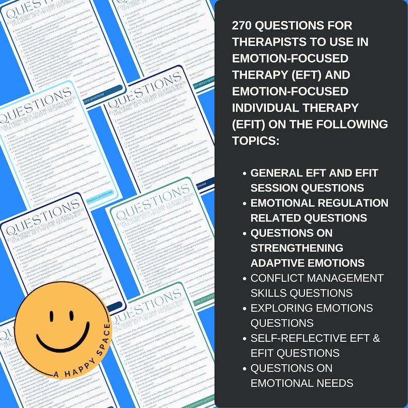 Emotion Focused Therapy EFT Therapeutic Questions Cheat Sheet EFIT ...