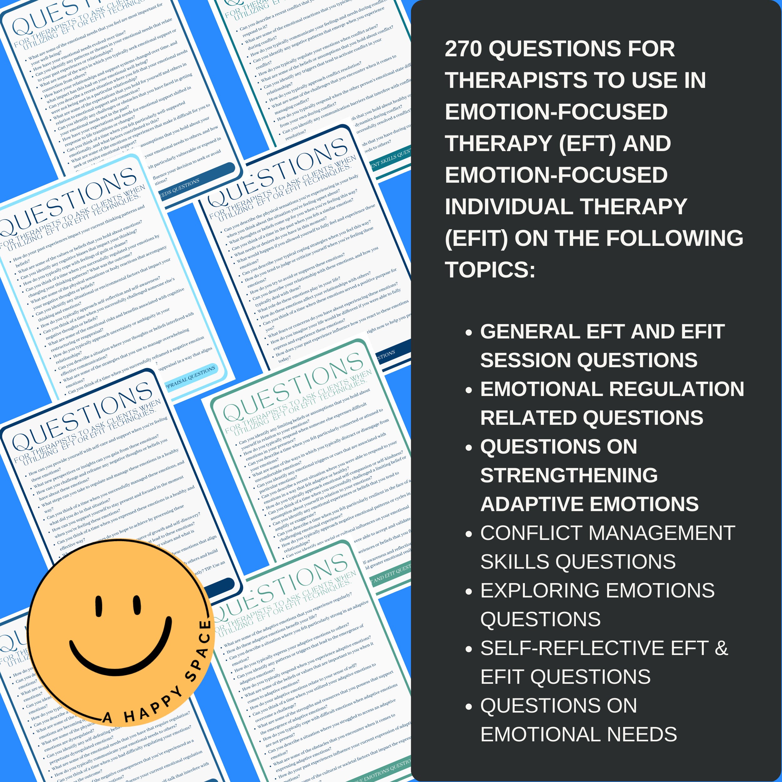 Emotion Focused Therapy EFT Therapeutic Questions Cheat Sheet EFIT ...