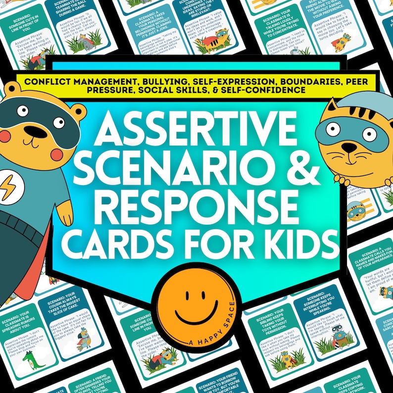 Assertive Phrase Scenario & Response Cheat Sheet Cards for Kids ...