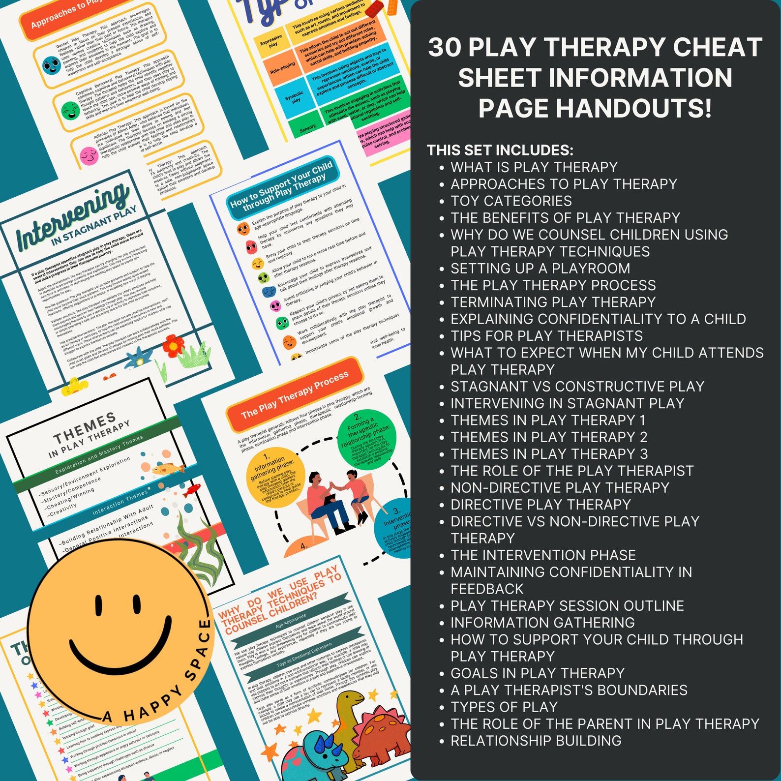 Play Therapy Cheat Sheets for Therapists Child School Counselor Gestalt ...