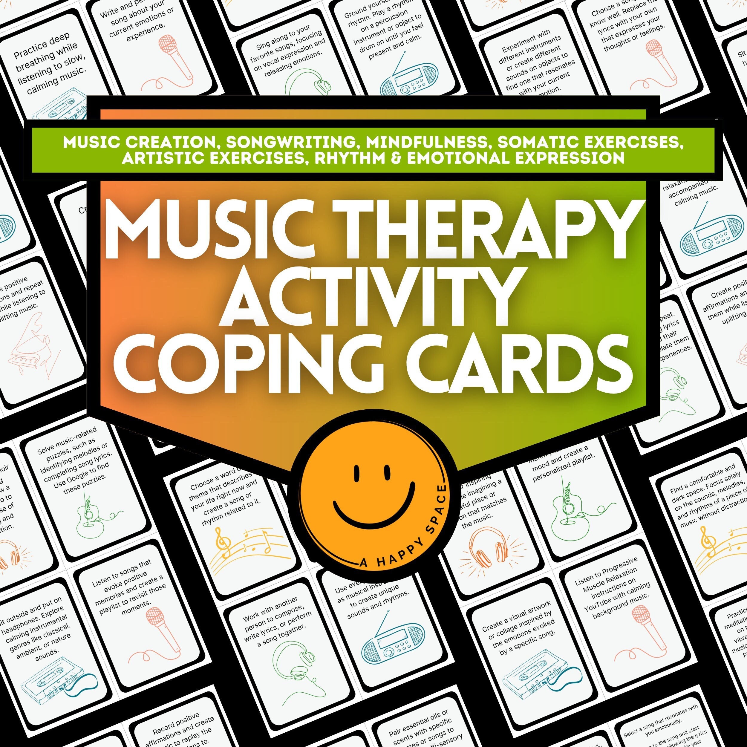 Music Therapy Coping Skills Cards Therapists Creative Intervention ...