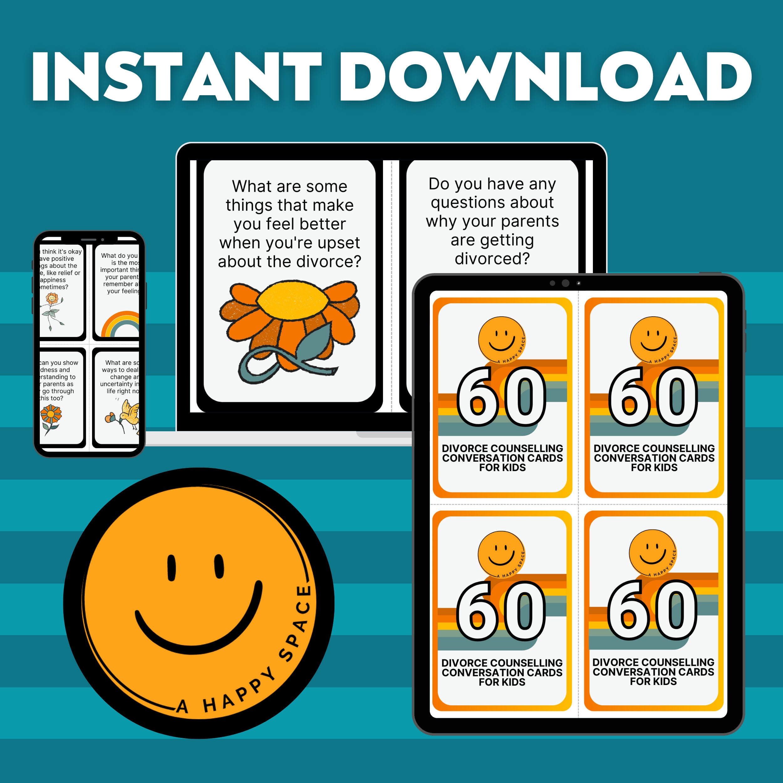 Divorce Counseling Conversation Cards for Kids Separation Questions ...