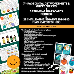 CBT Worksheets for Kids, Cognitive Behavioral Therapy Children Negative ...