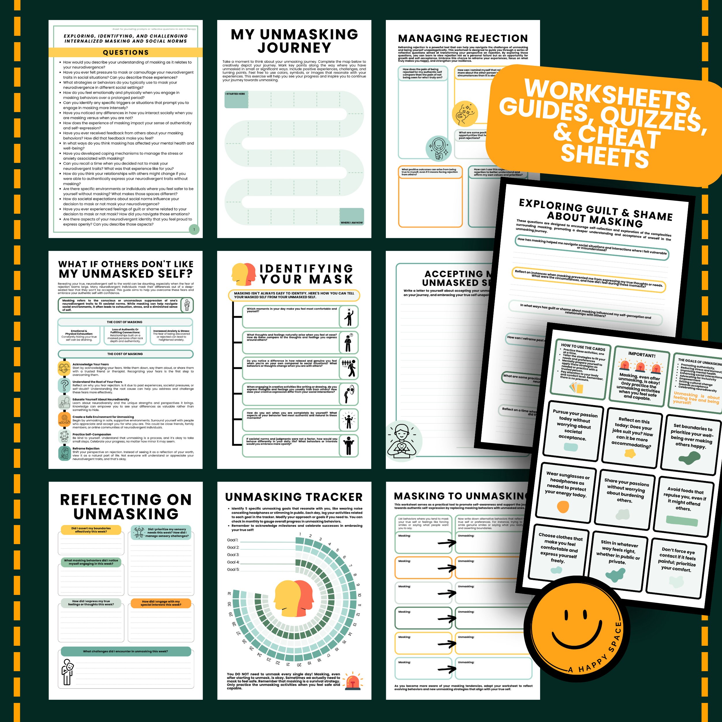 Masking Unmasking Worksheets Neurodivergent Neurodiversity-affirming ...