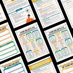 Negative Core Beliefs Worksheets for Therapists Cognitive Behavioral ...