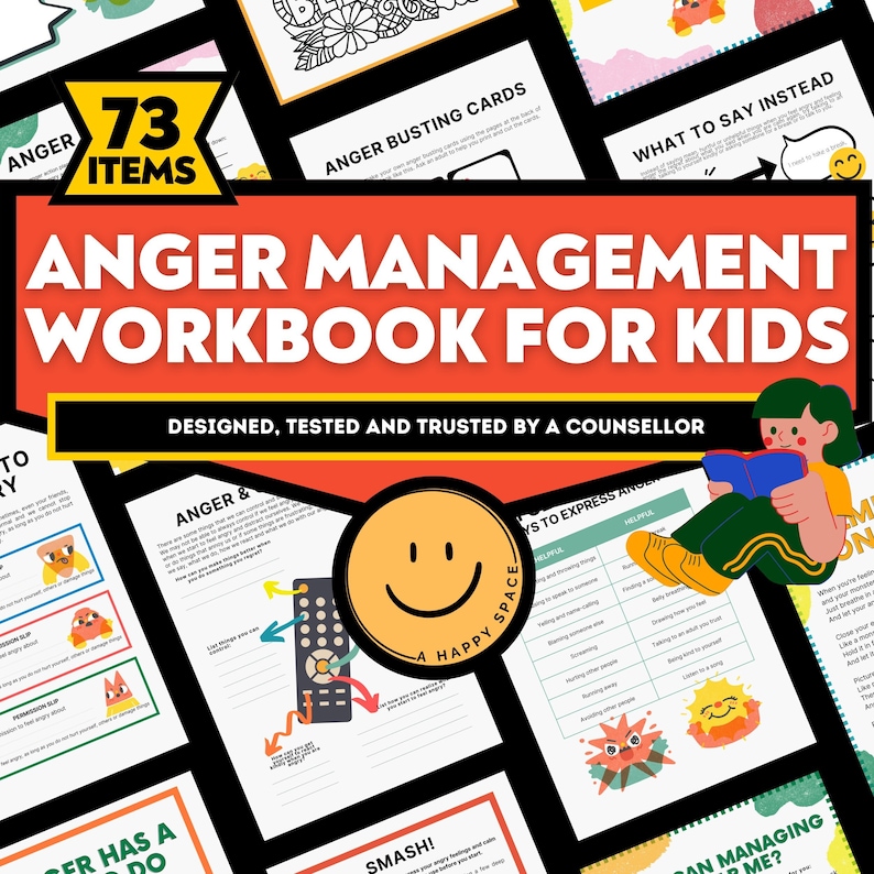 Anger Management Workbook for Kids, Anger Worksheets Children, School ...