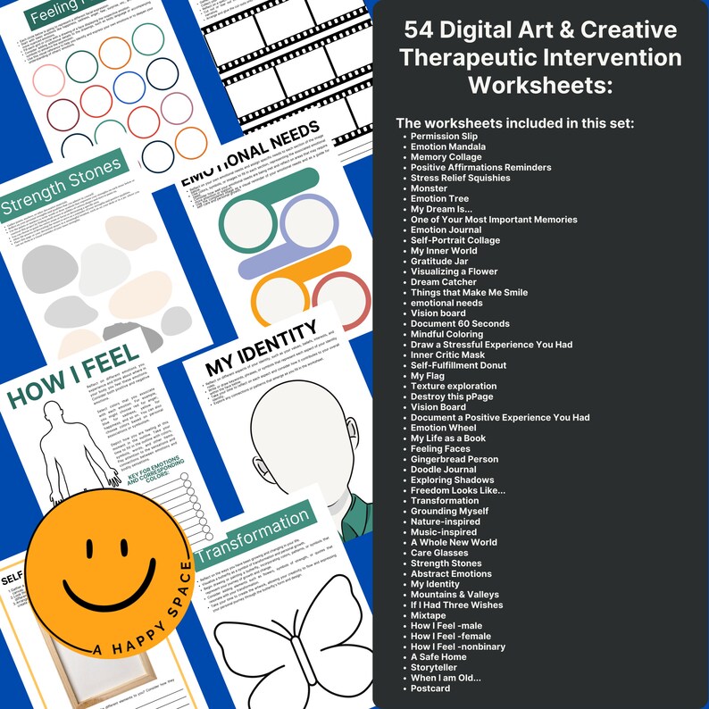 Art Therapy Worksheets Techniques Resource Cards Therapeutic Healing ...