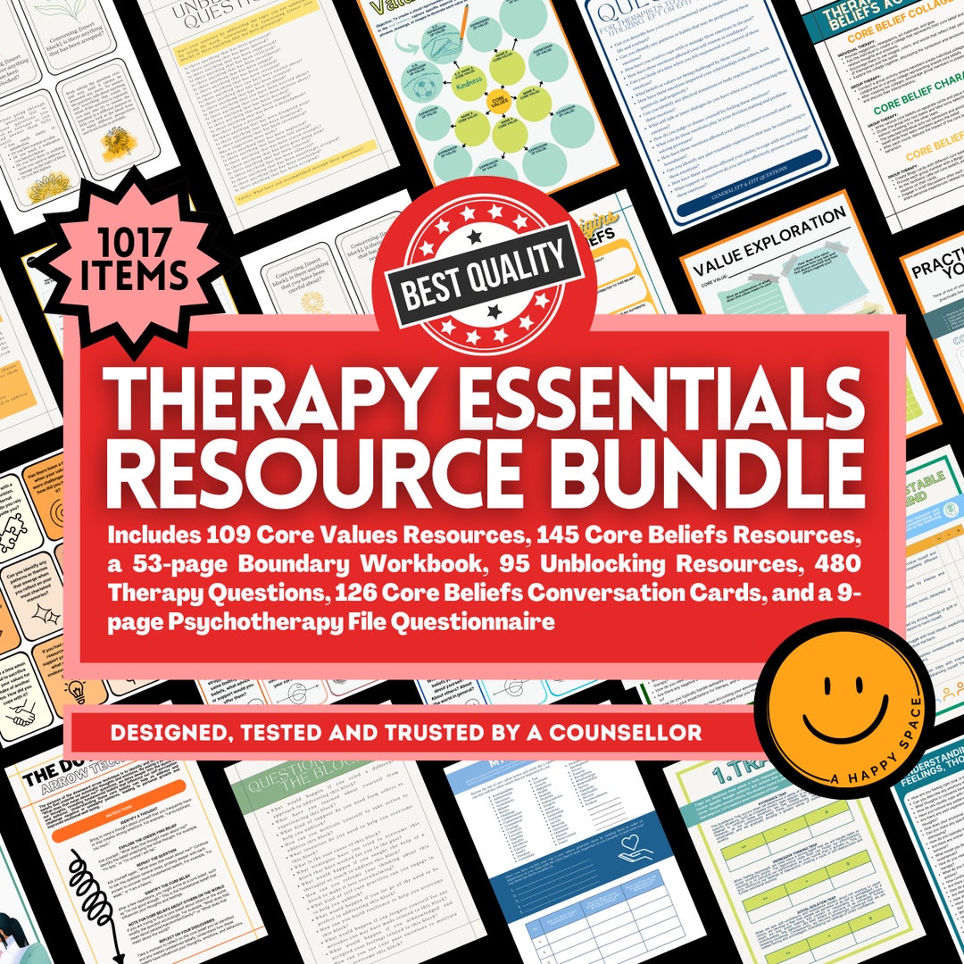 Therapy Counselor Resource Bundle Worksheets Workbook Cards Boundaries ...