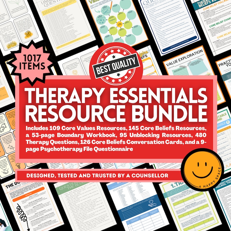 Therapy Counselor Resource Bundle Worksheets Workbook Cards Boundaries ...