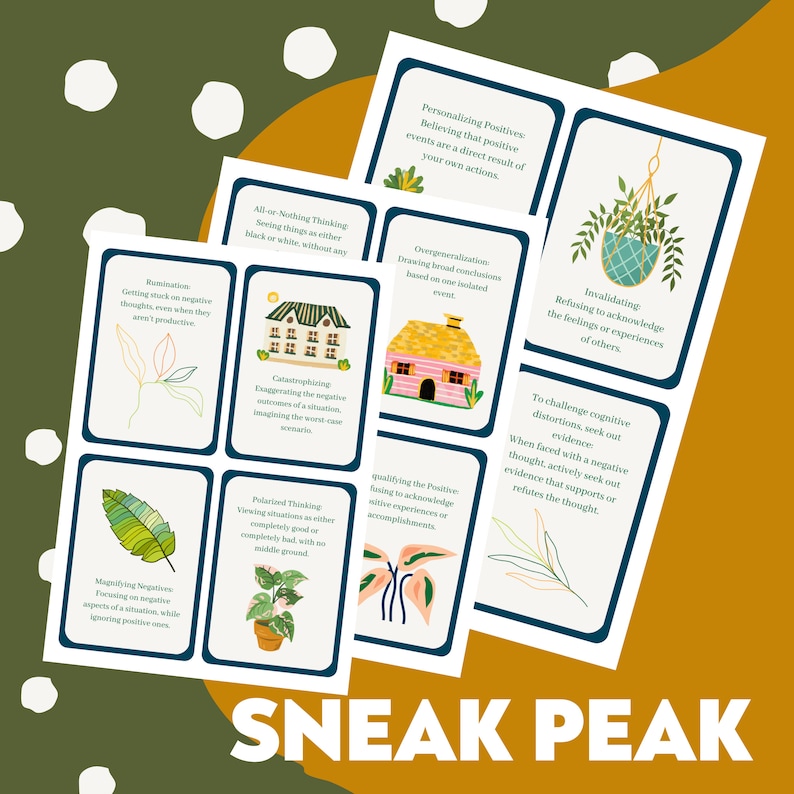 Cognitive Distortions Cards for Adults Negative Thinking Patterns ...