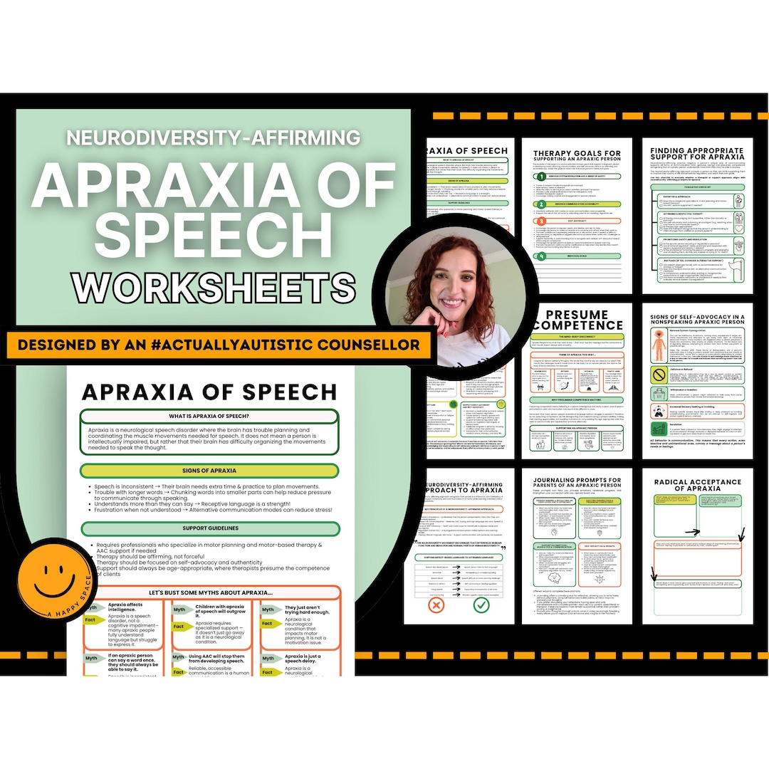 Apraxia of Speech Worksheets and Info Sheets for Parents Therapists ...
