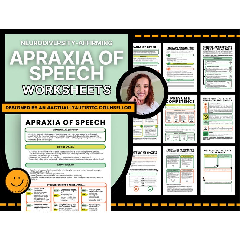 Apraxia of Speech Worksheets and Info Sheets for Parents Therapists ...