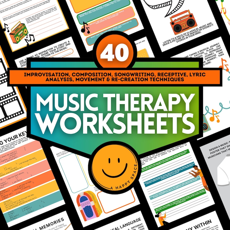 Music Therapy Worksheets for Therapists: Session Ideas Techniques ...