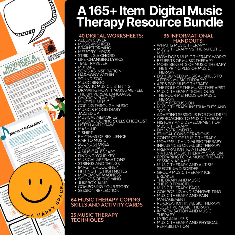 Music Therapy Resource Bundle for Therapists Worksheets Session Ideas ...