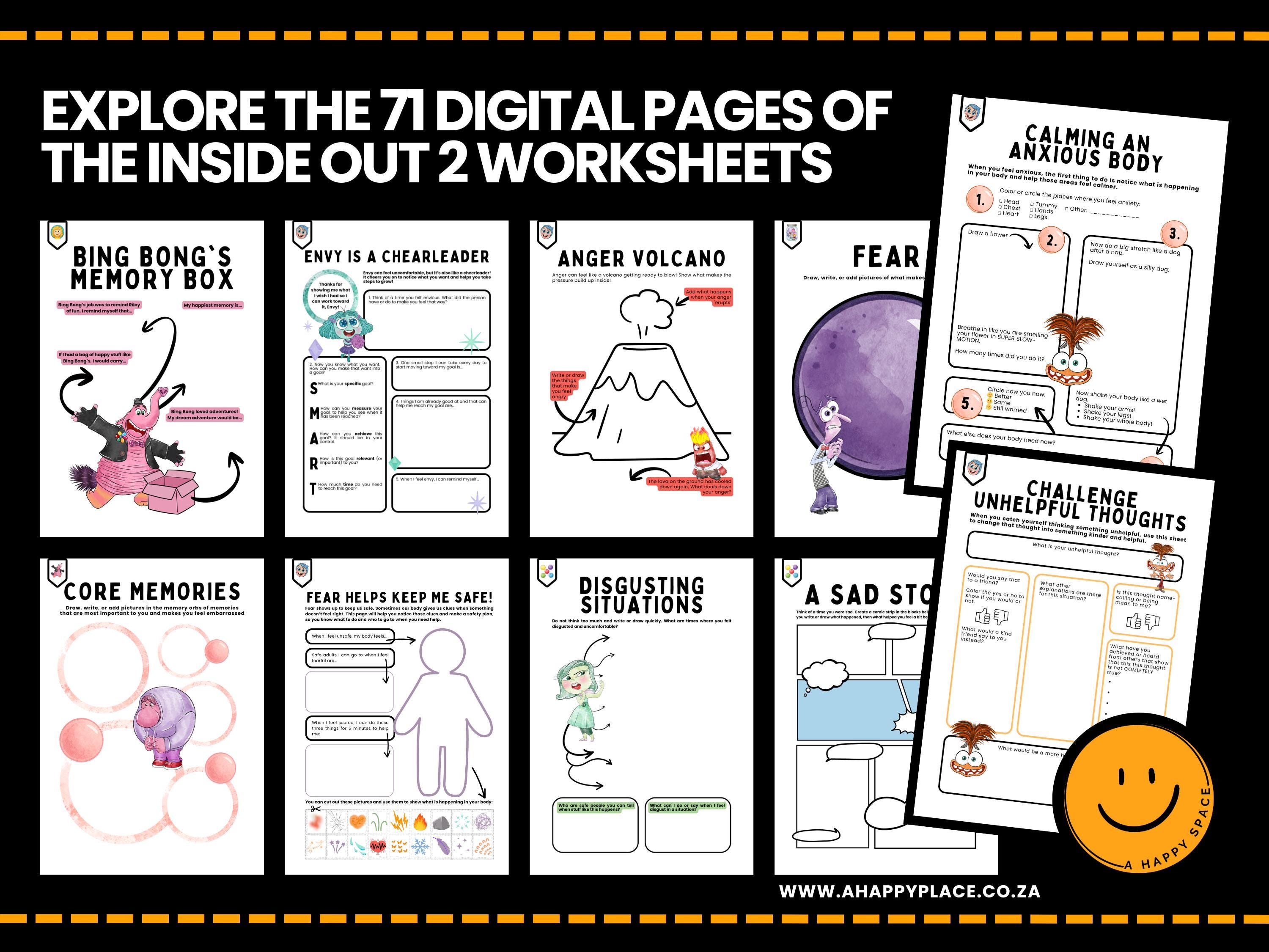 Inside Out 2 Printable Bundle, Emotional Regulation PDF Worksheets ...