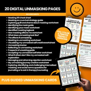 Masking Unmasking Worksheets Neurodivergent Neurodiversity-affirming ...