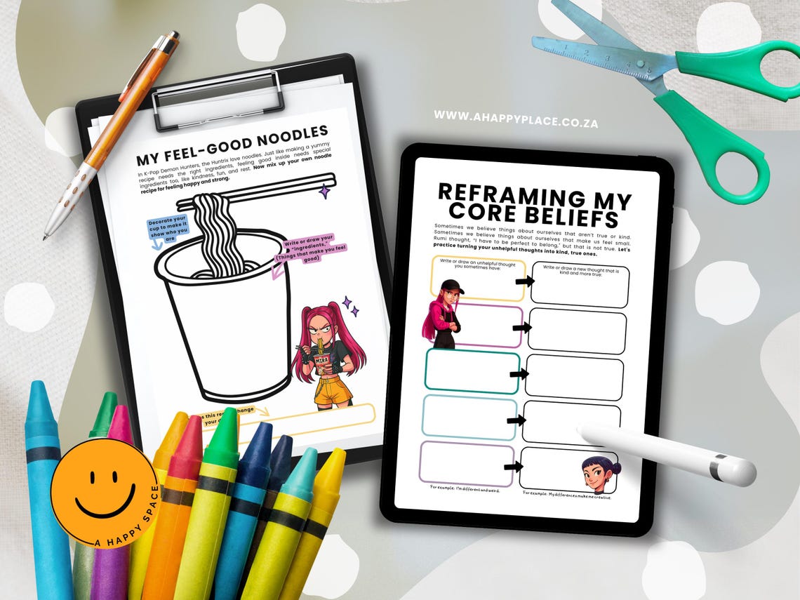 Kpop Demon Hunters Worksheets PDF, Printable Therapy SEL Activities for ...