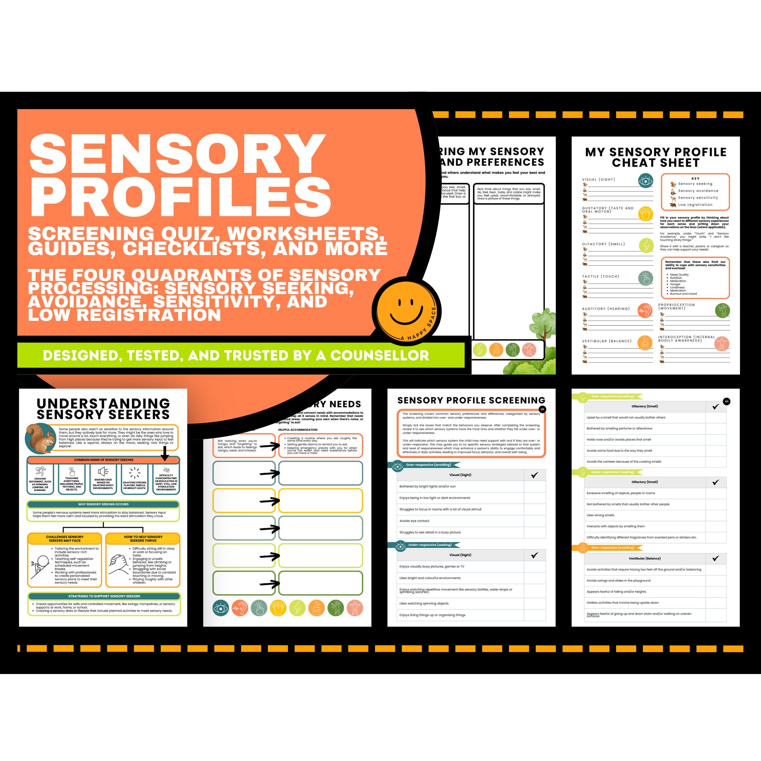 Sensory Profiles Quadrant Assessment Quiz Seeker Avoider Autism ADHD ...