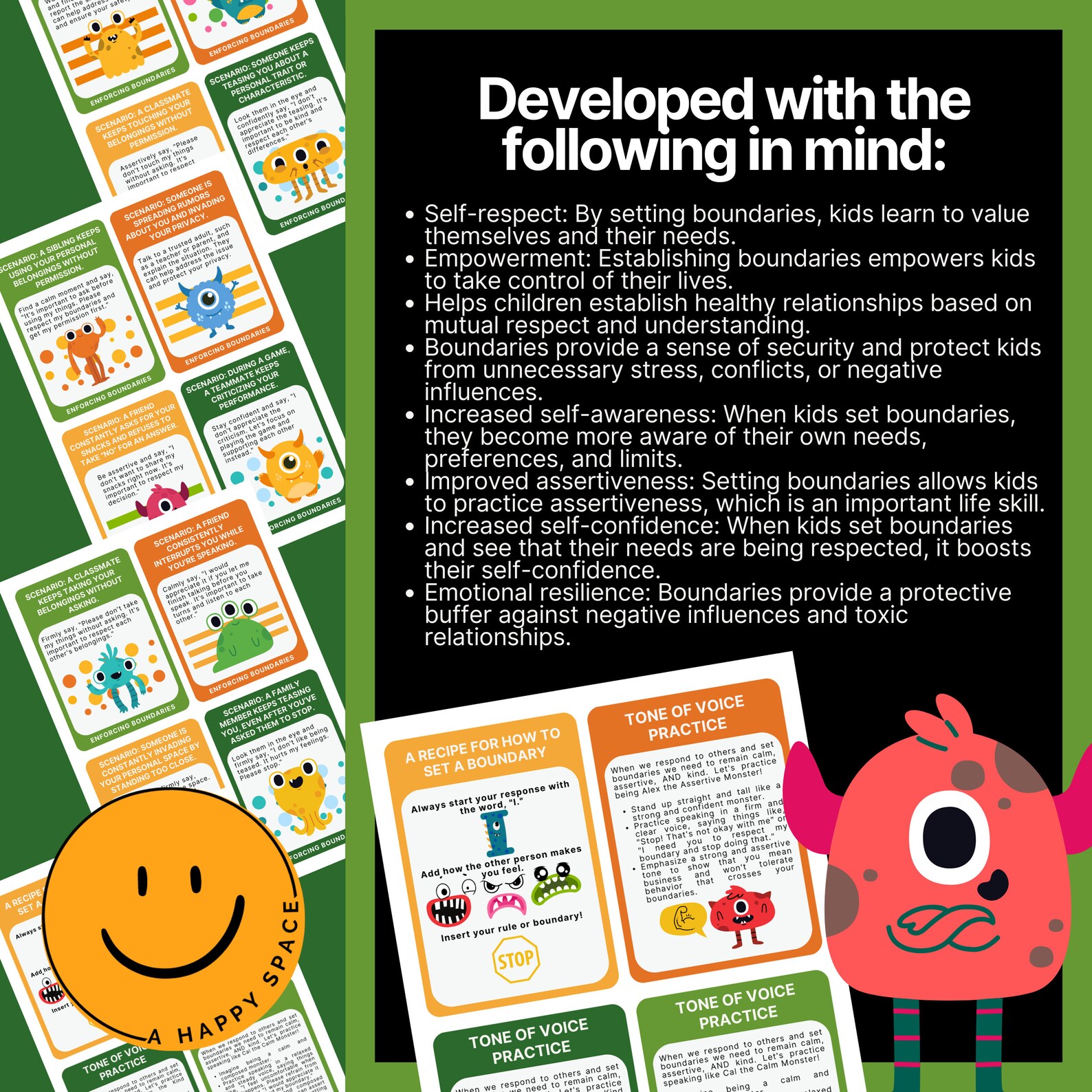 Boundary Setting & Enforcing Cheat Cards for Kids Assertiveness Social ...