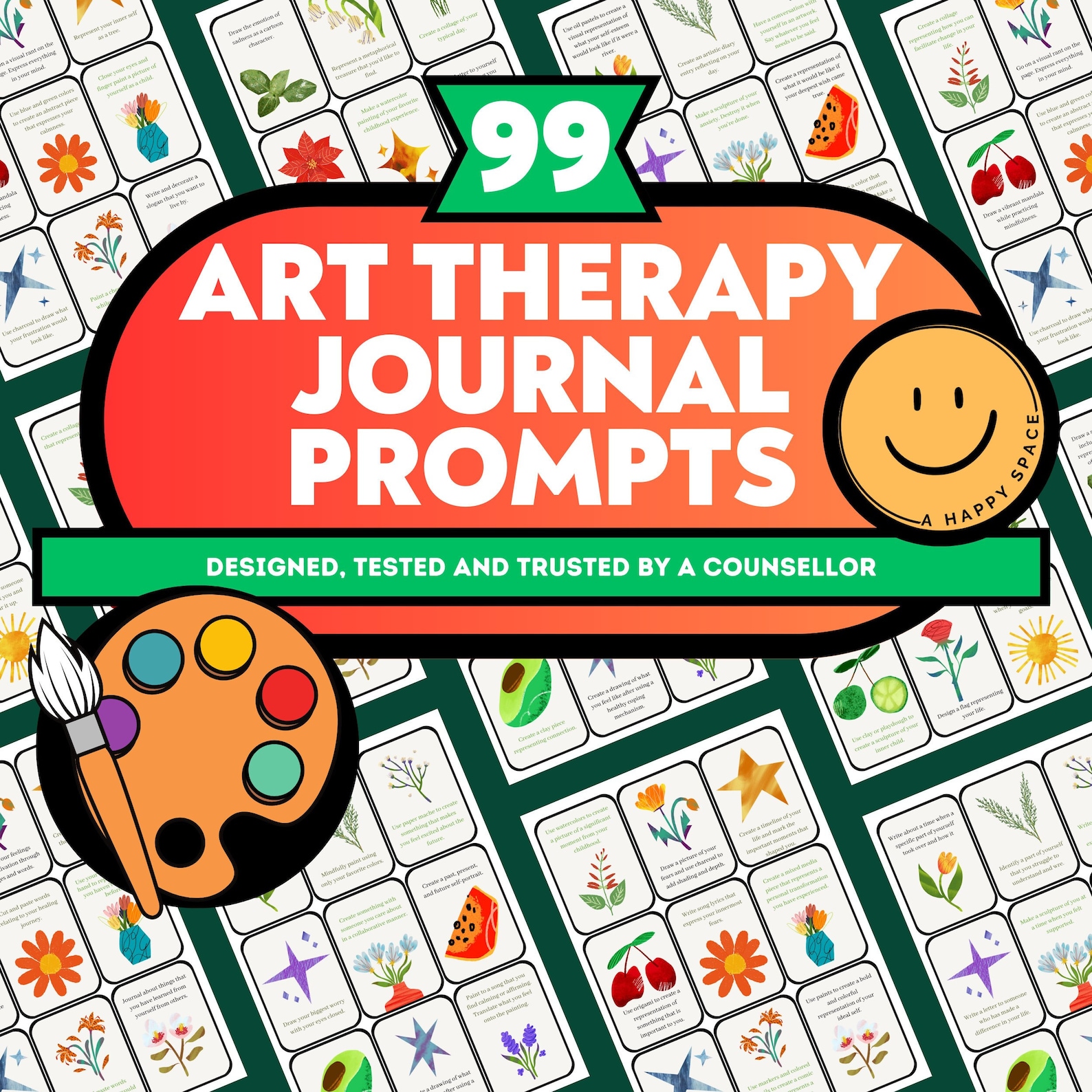 Art Therapy Journal Prompt Cards Tools Resource Therapeutic Healing ...