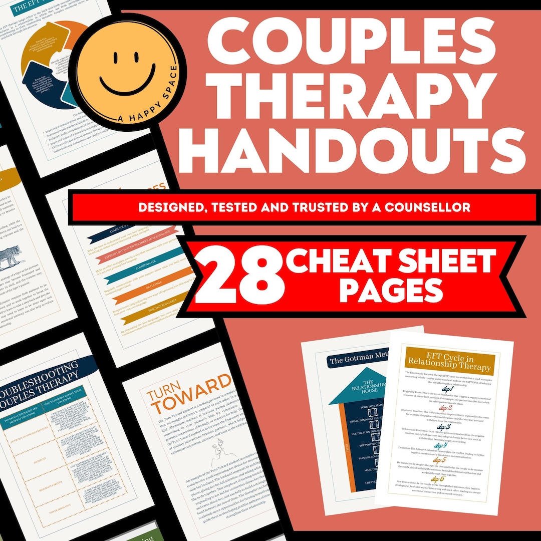 Couples Therapy Cheat Sheets for Therapist Relationship Counseling ...