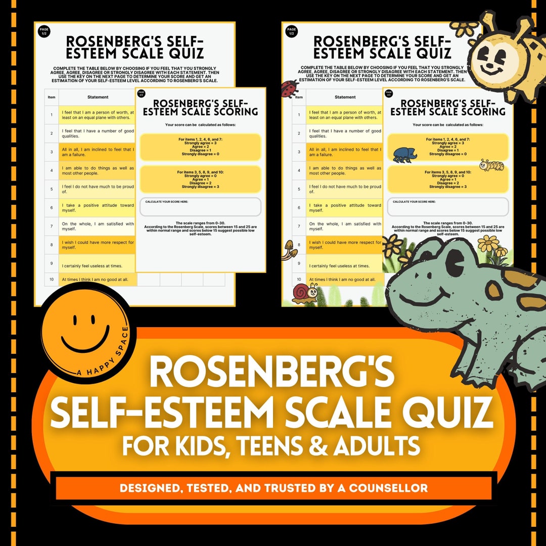 Rosenberg Self-esteem Scale Quiz Kids Teens Adults Questionnaire ...