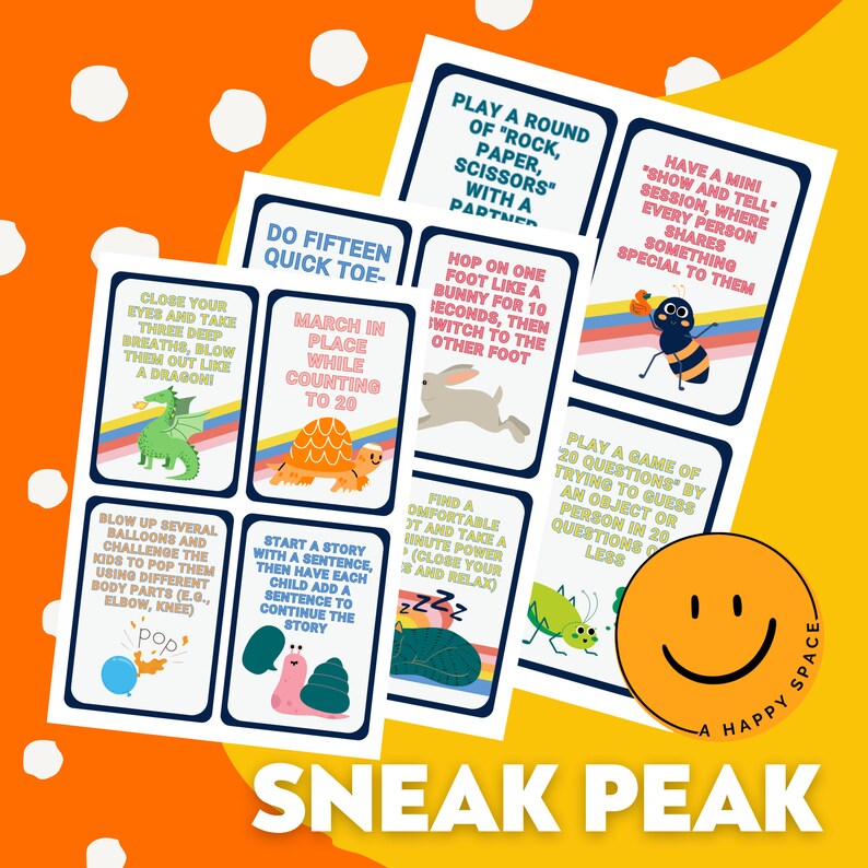 Brain Breaks Activities for Kids Cards Mental Reset Cheat Sheet Somatic ...