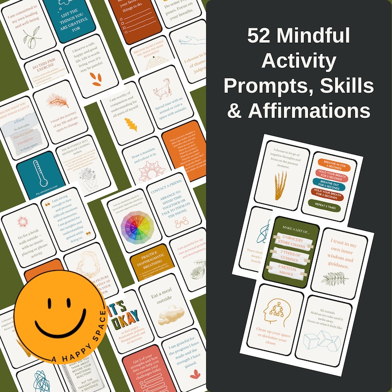 Mindful Coping Skill Cards for Adults Therapists PTSD Trauma DBT ...