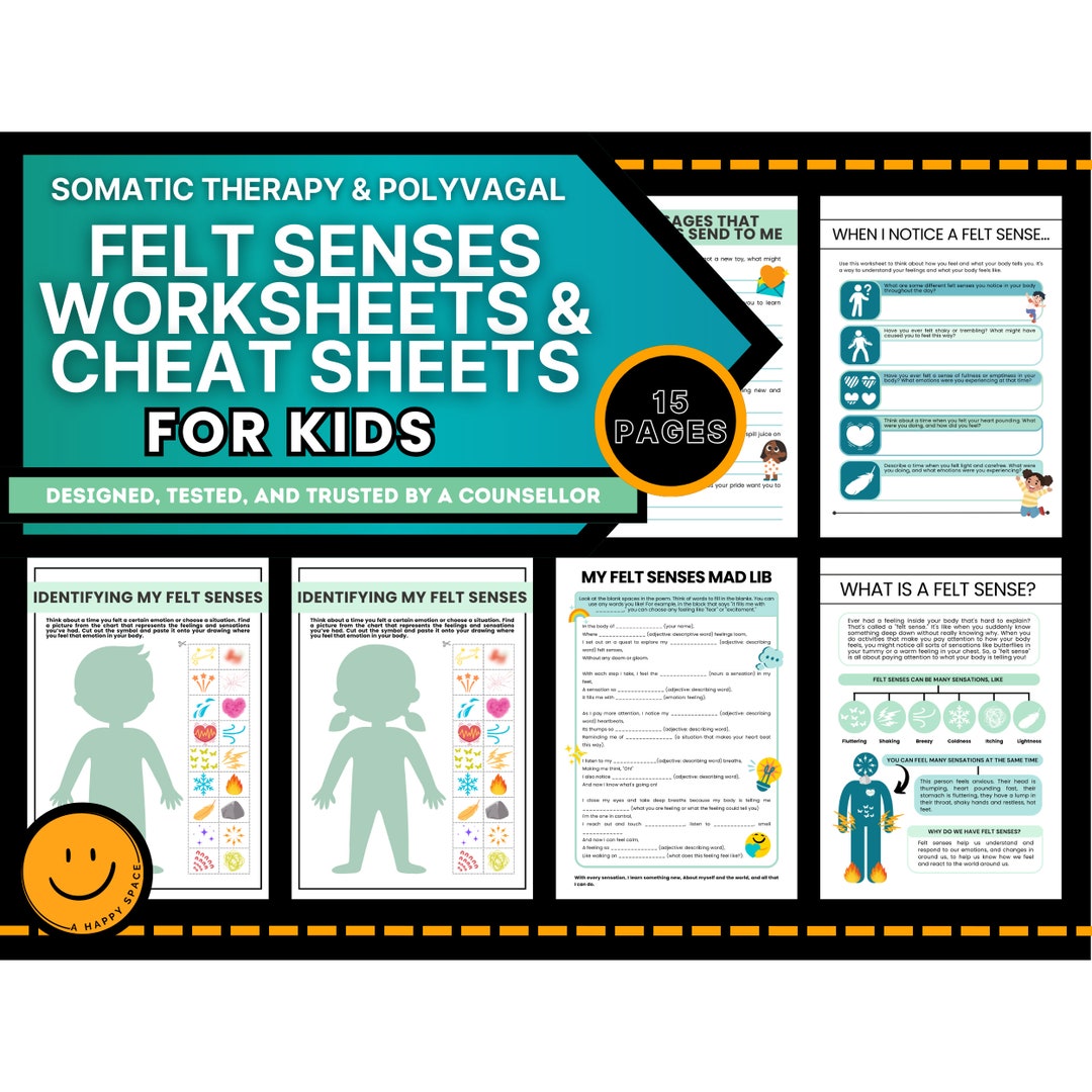 Felt Senses for Kids Worksheets Somatic Awareness Therapy Play Therapy ...