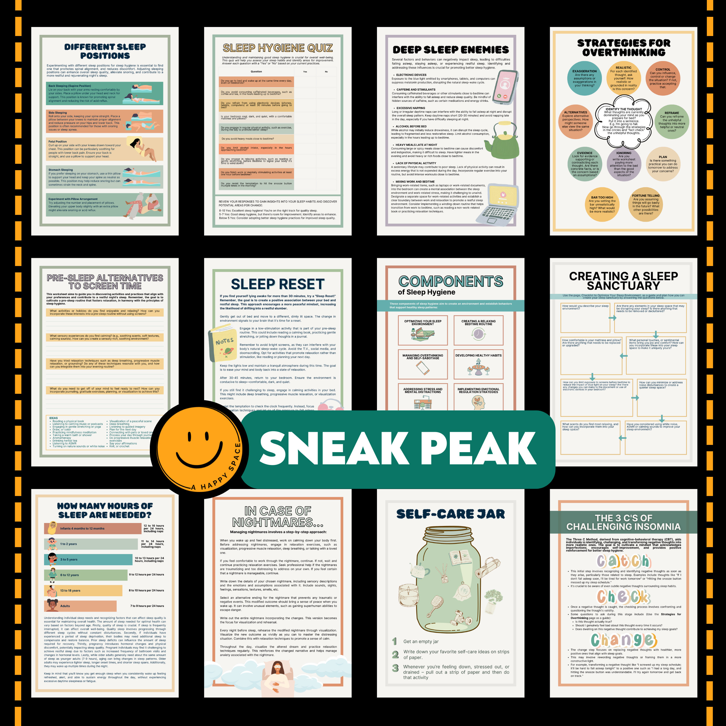 Sleep Hygiene Worksheets Quiz Journal Habits Cycle Cognitive ...