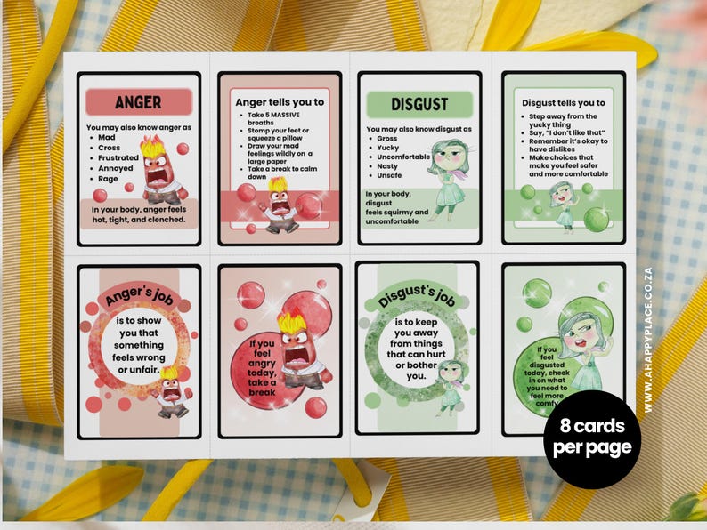 Inside Out 2 Coping Skills Flashcards PDF, Printable Therapy Cards for ...