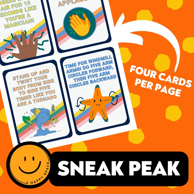 Brain Breaks Activities for Kids Cards Mental Reset Cheat Sheet Somatic ...