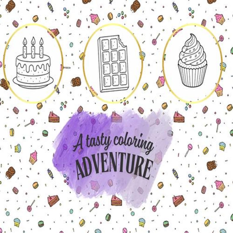 Printable Sweets Coloring Book – Cupcakes, Donuts, Ice Cream (A4 PDF ...