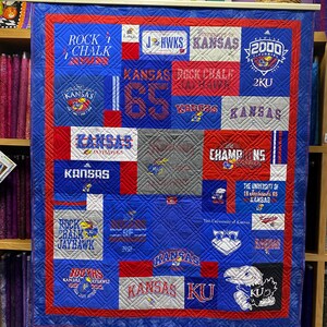 Kansas University KU Victory T-shirt Quilt 64 - Etsy