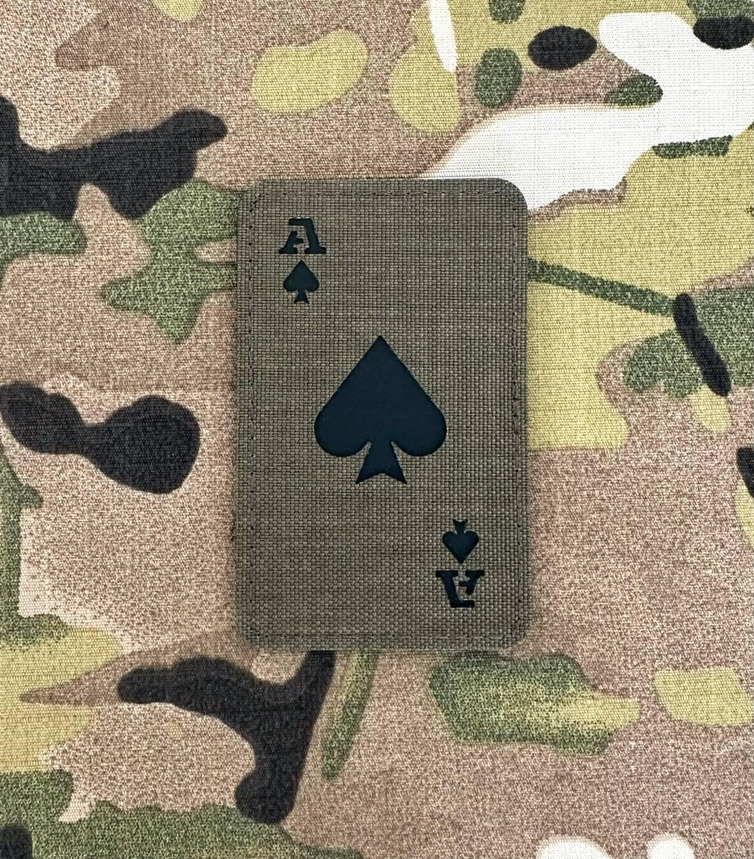 1x Patch Ace of Spades Laser Cut, in Olive Green, Velcro Fastener ...