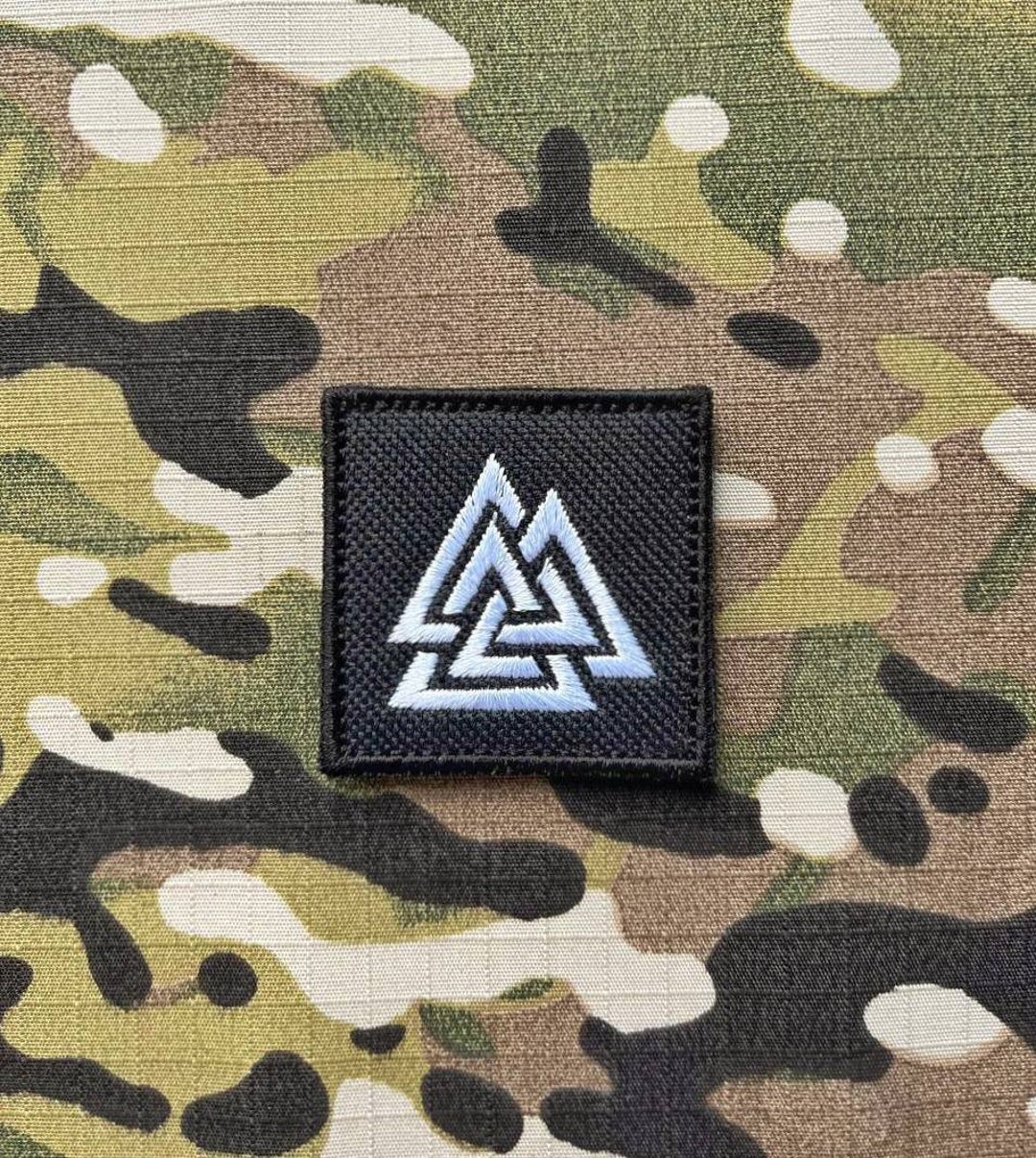 Patch valknut Square in Black White, Morale Badge With Velcro Fastener ...