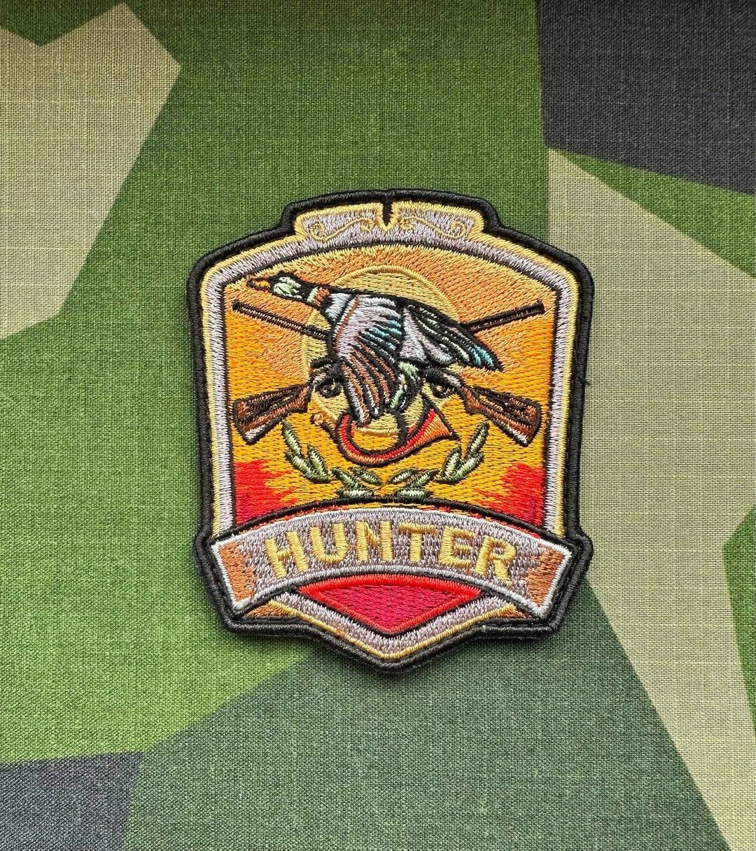 Patch “hunter“, Velcro Fastener; Hunting Horn Duck Jägermeister ...