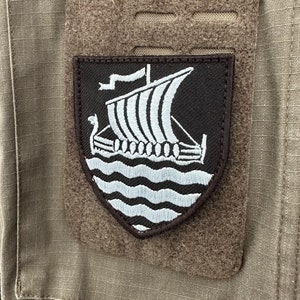 Viking Ship Drakkar Patch Silver With Velcro; Rune, Nordic Patch Morale ...