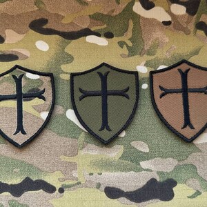 Patch Deus Vult Cross Olive Green Black, Velcro Templar Knight Crusader Patch Morale Tactical ...