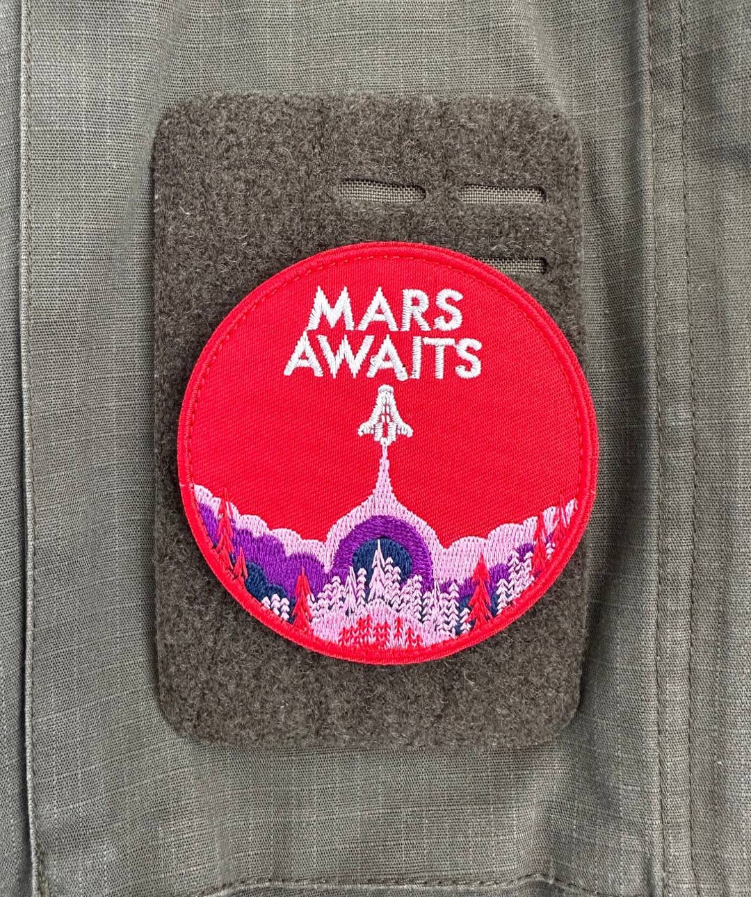 Patch mars Awaits With Velcro, USA NASA Rocket Crew Dragon Space X ...