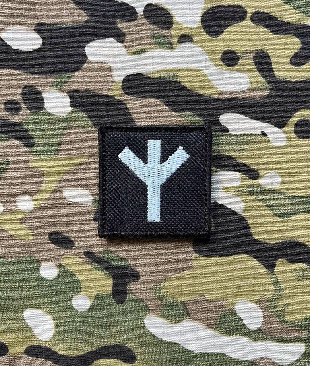 Patch "algiz Rune" Square in Black - White, Morale Badge With Velcro Fastener, Patch Tactical ...