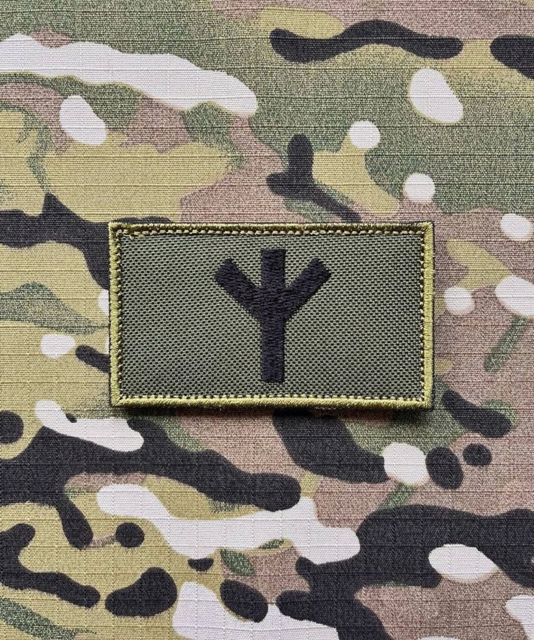 Patch "algiz Rune" in Olive Green - Black, Morale Badge With Velcro ...