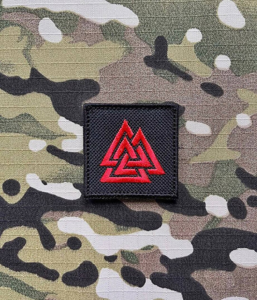 Patch "valknut" Square in Black - Red, Morale Badge With Velcro ...