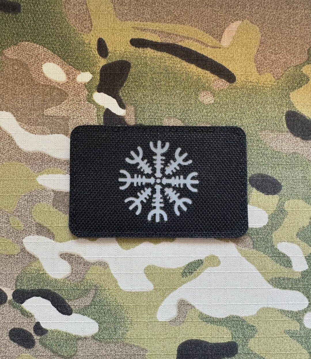 1x aegishjalmur Black Patch With Velcro Rune Viking, Nordic Patch ...